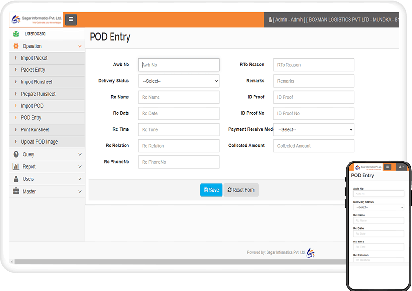 Real-time (Proof of Delivery) | Sagar Informatics